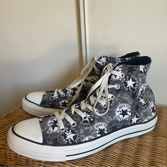 Converse | Shoes | Converse High Top Repeated Logo Print Sneakers ...